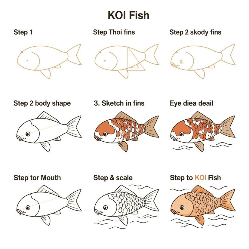 Beautiful Koi Fish Drawing Tutorials