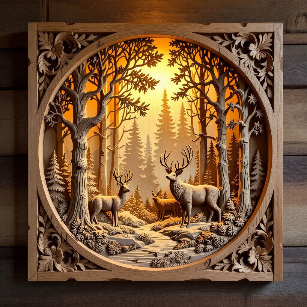 Carved Wood Wall Art - AI Generated Designs