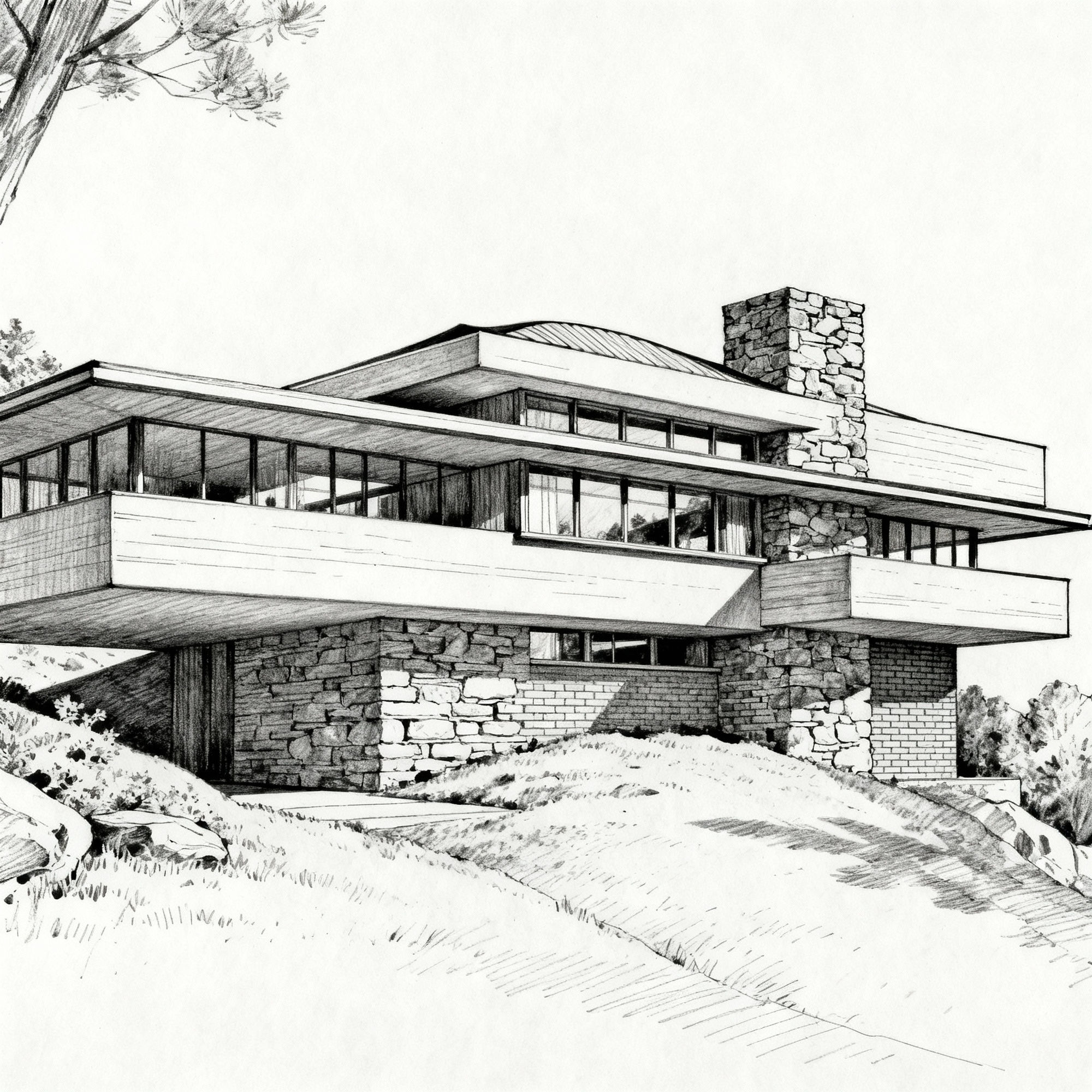 Frank Lloyd Wright Drawings - AI Art Gallery