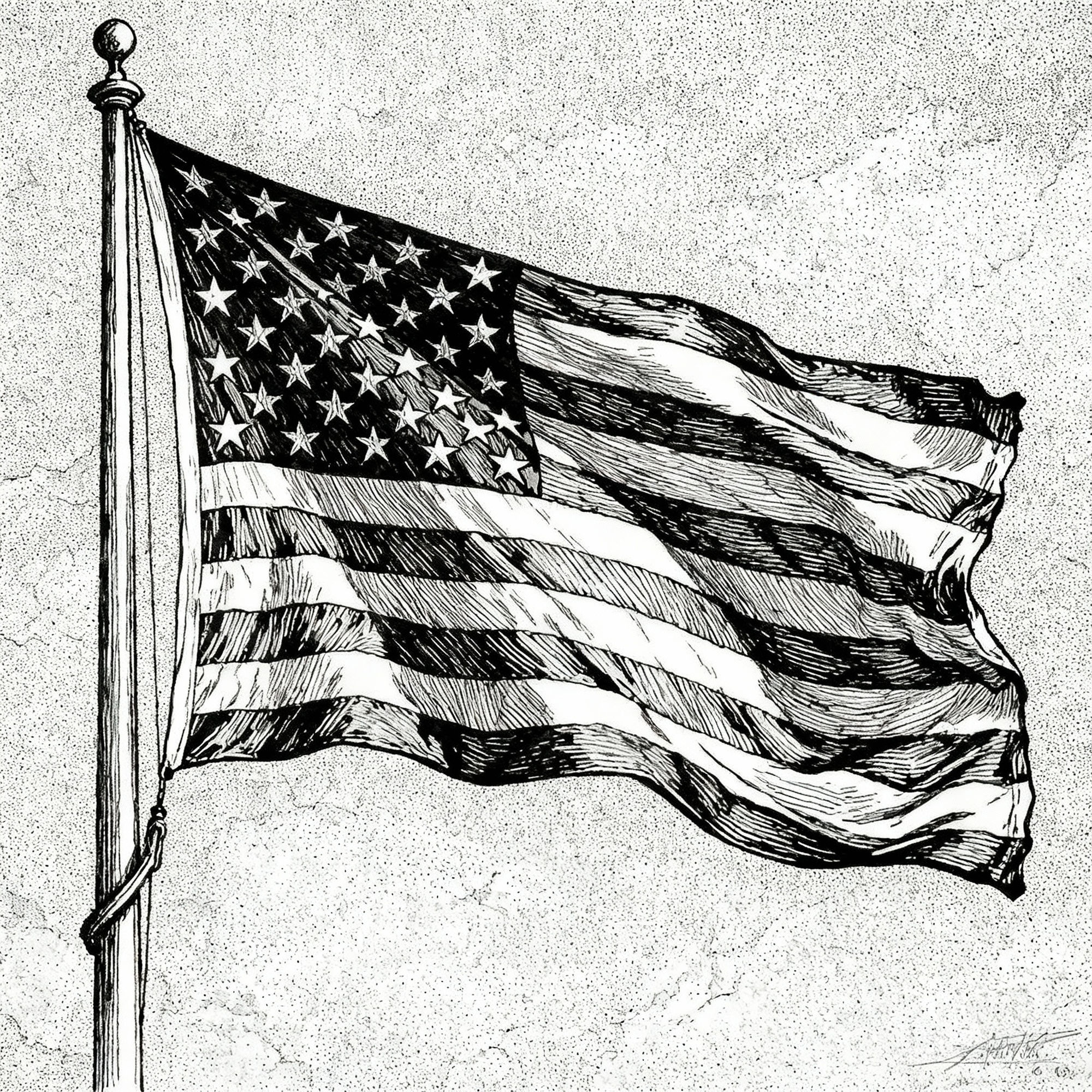 Drawing Of American Flag - AI Art Gallery