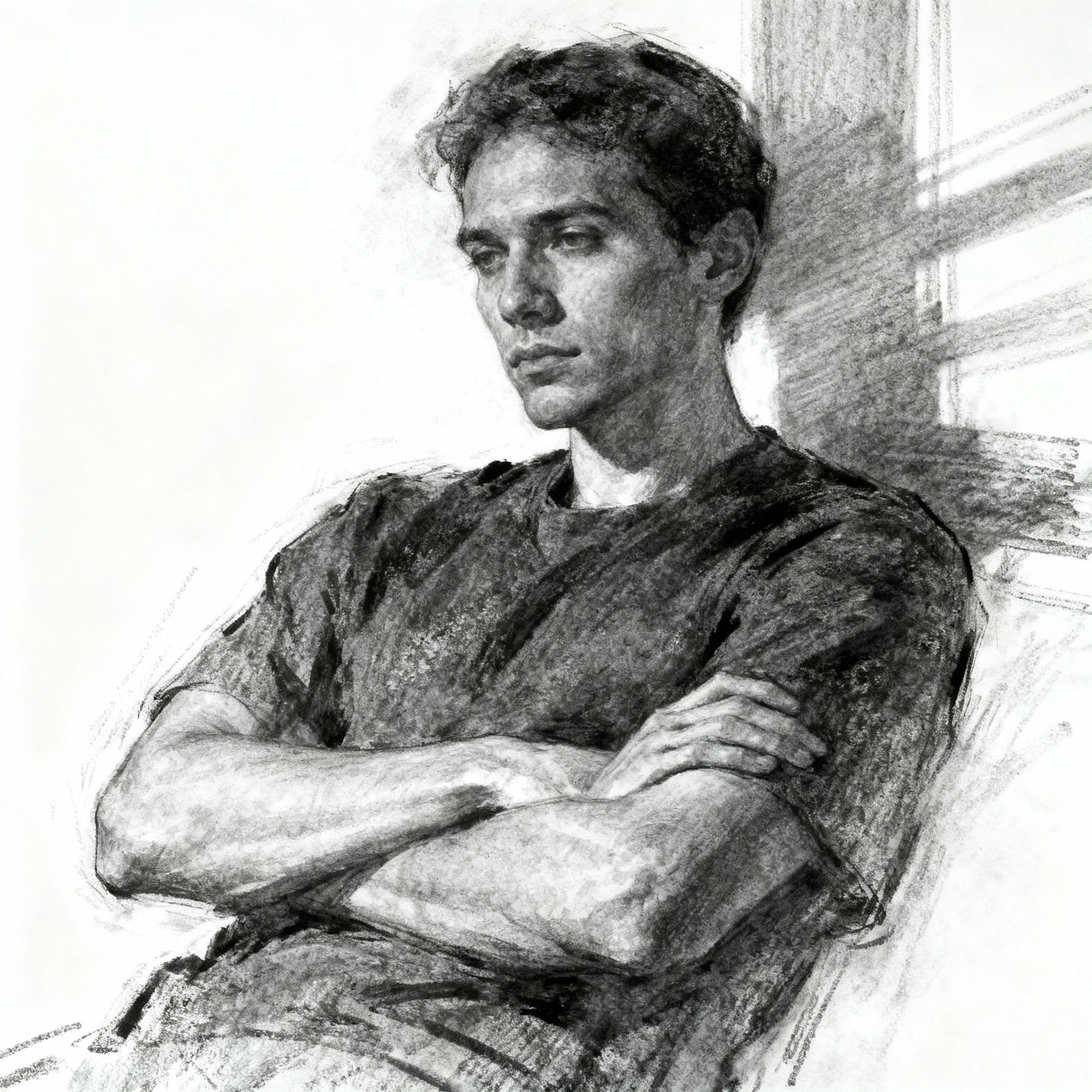 Crossed Arms Drawing - AI Art Gallery