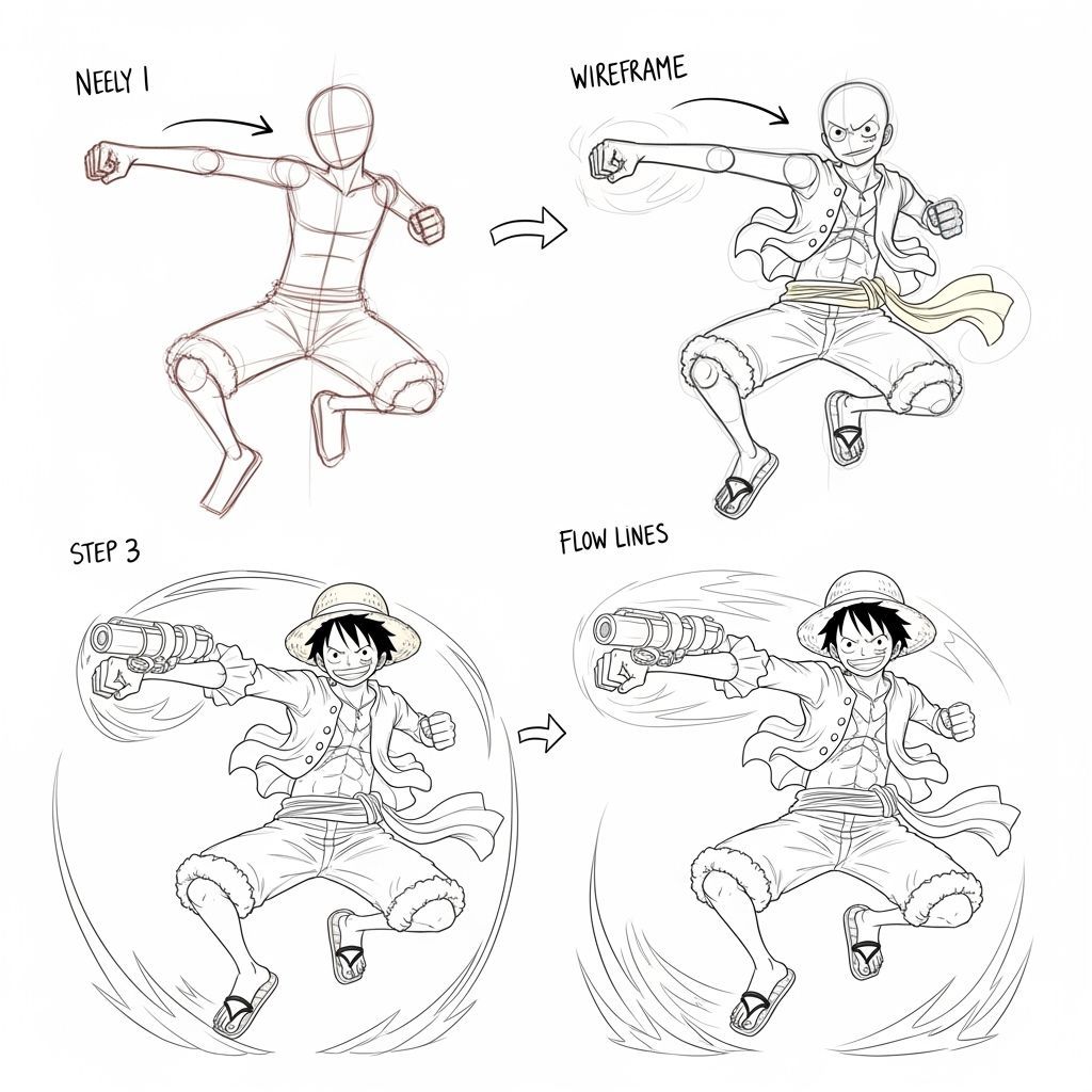 Luffy Drawing & Fan Art - Dynamic Luffy Drawing Tutorials And Fan Art