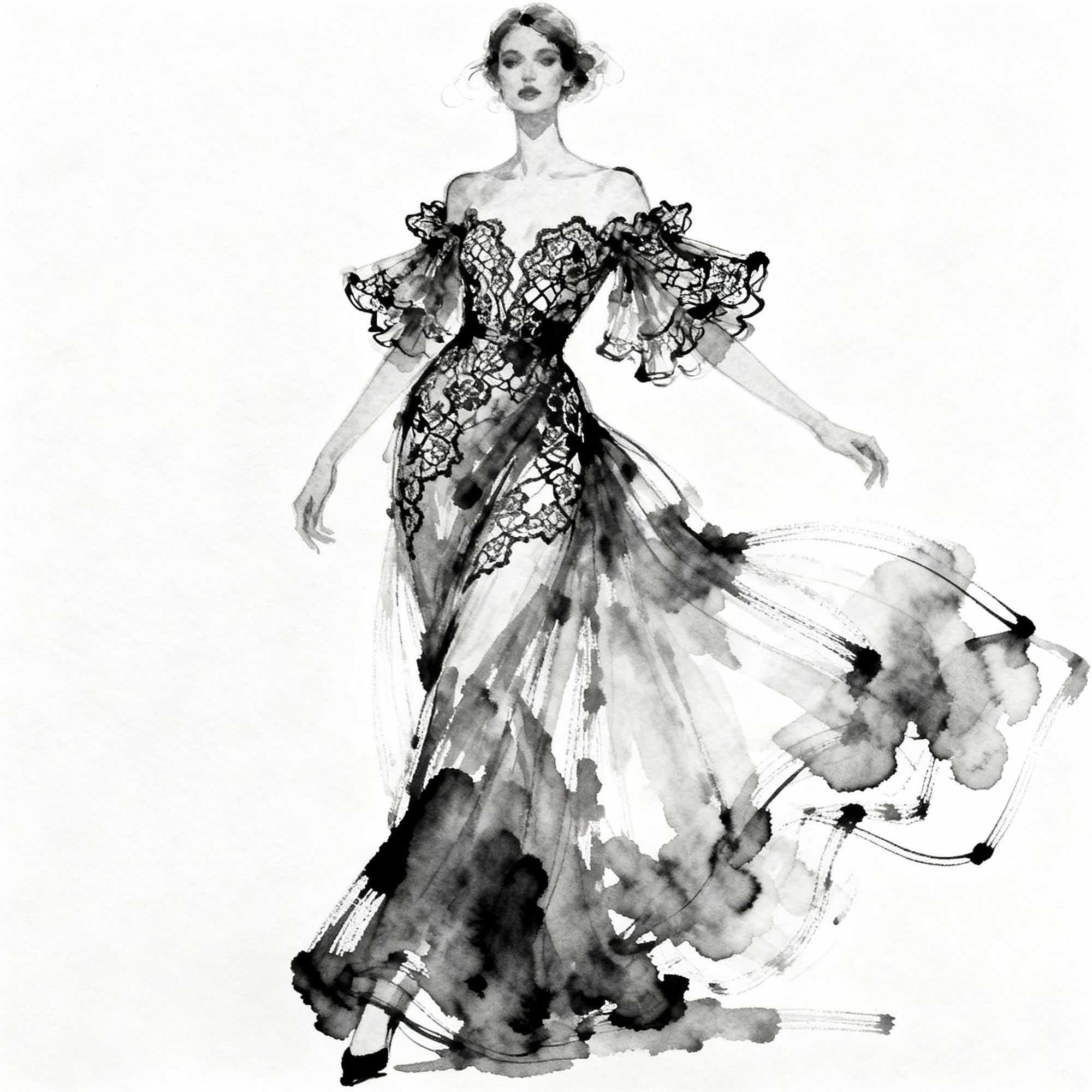 Fashion Dress Drawing - AI Art Gallery