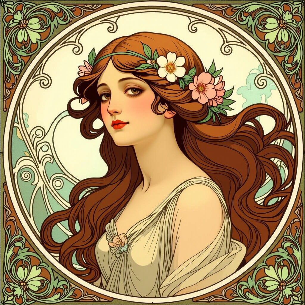 Alphonse Mucha Art Nouveau Art - AI Generator