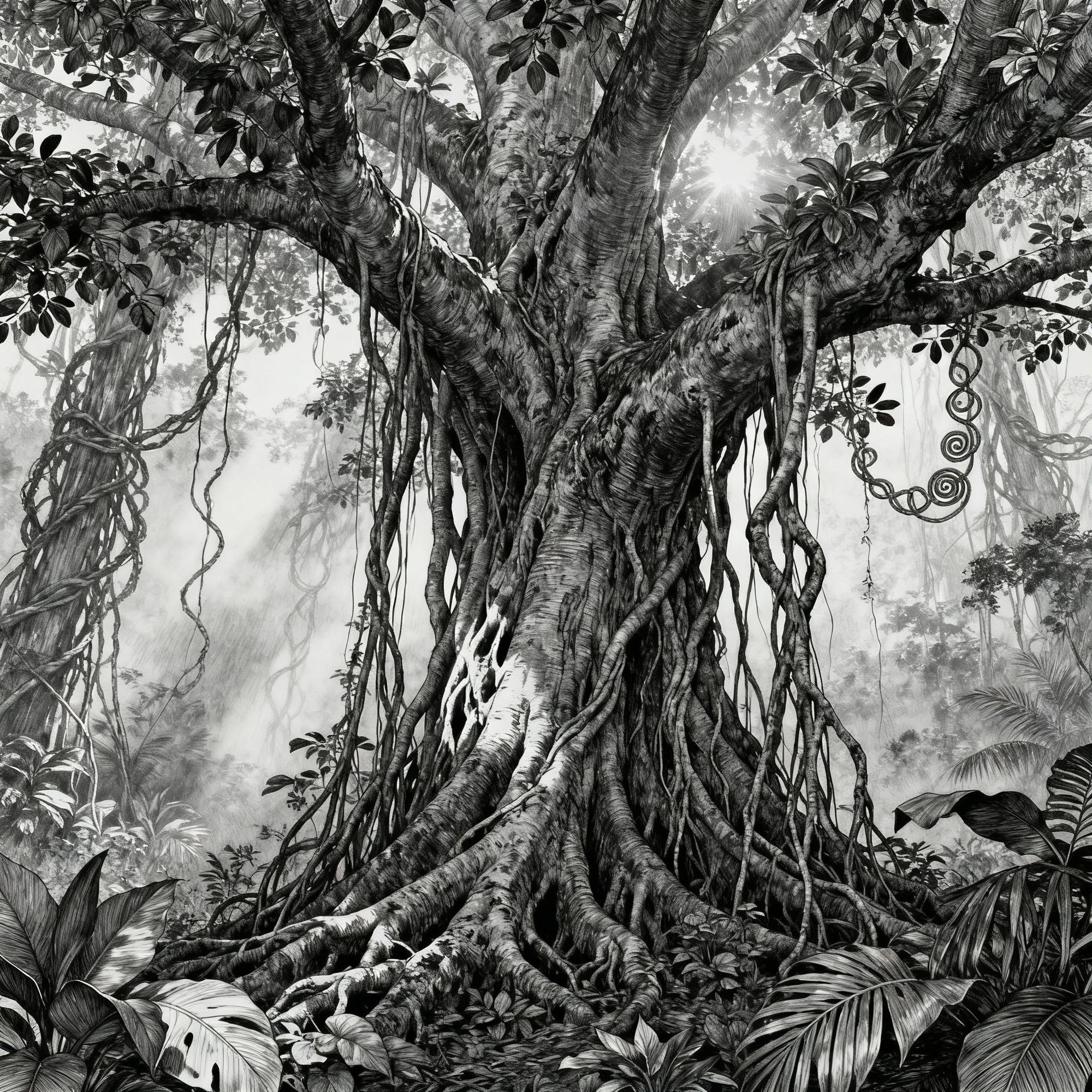 Jungle Tree Drawings - Create Your Own AI Art