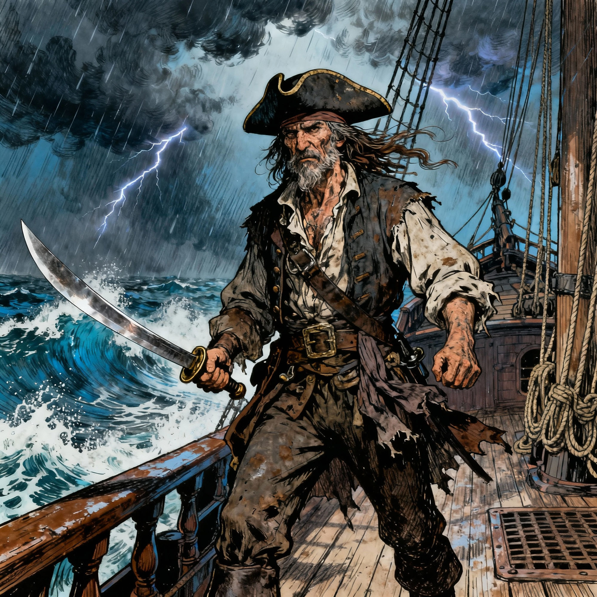 Pirate Drawings - AI Art Gallery | Nightcafe