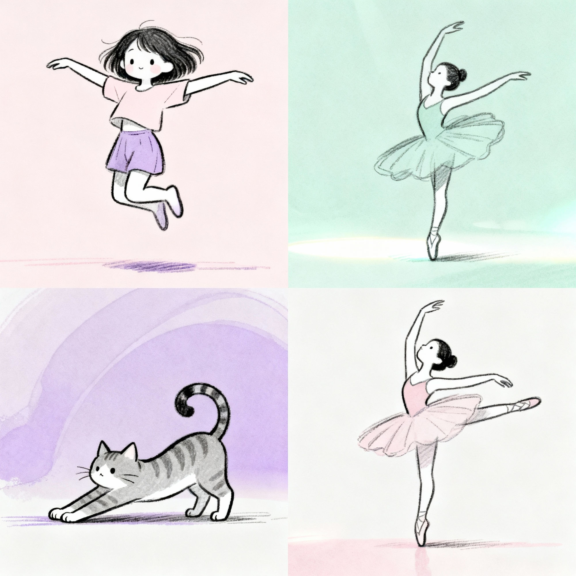 Cute Body Poses Sketch - AI Art Generator
