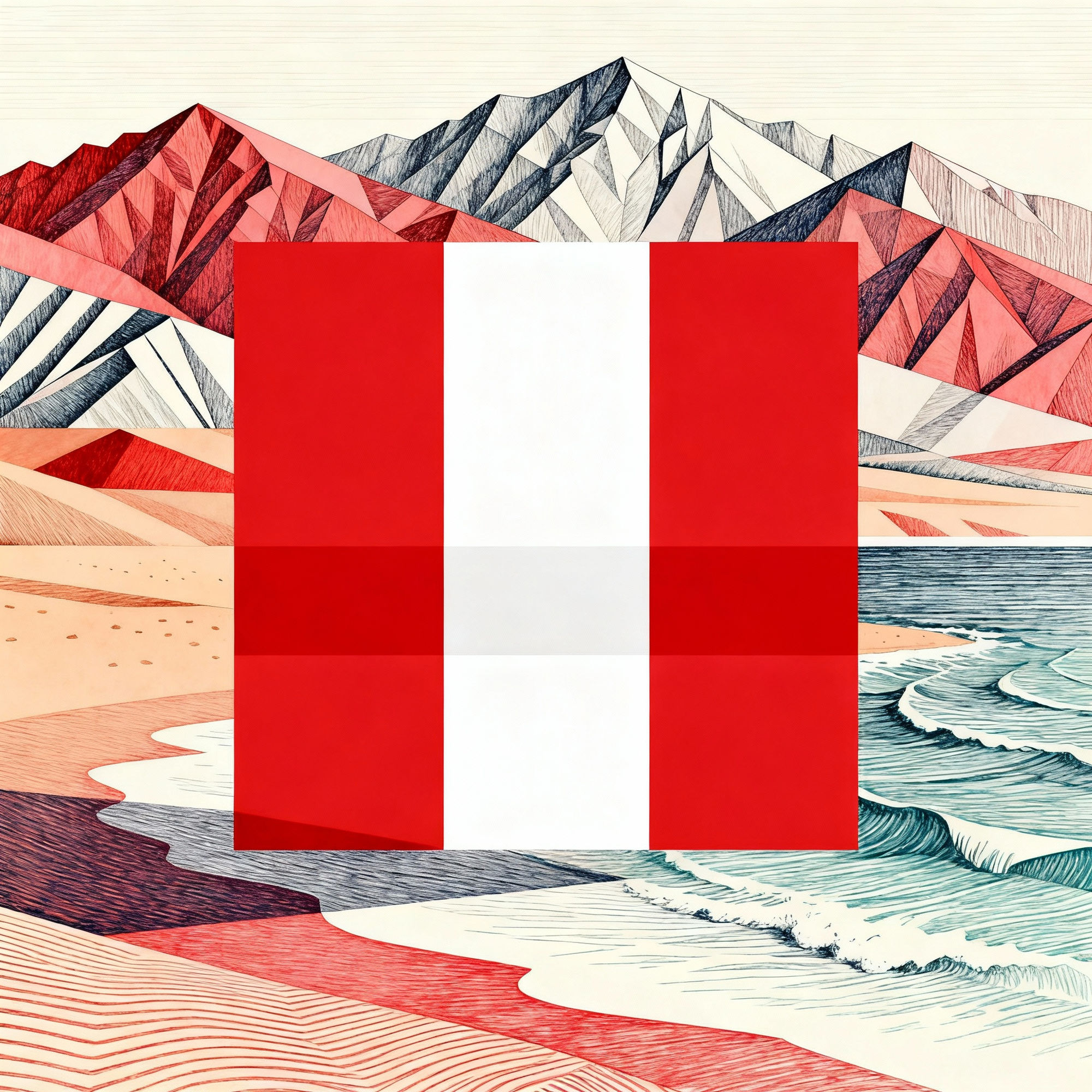 Peru Flag Drawings - AI Generated Art