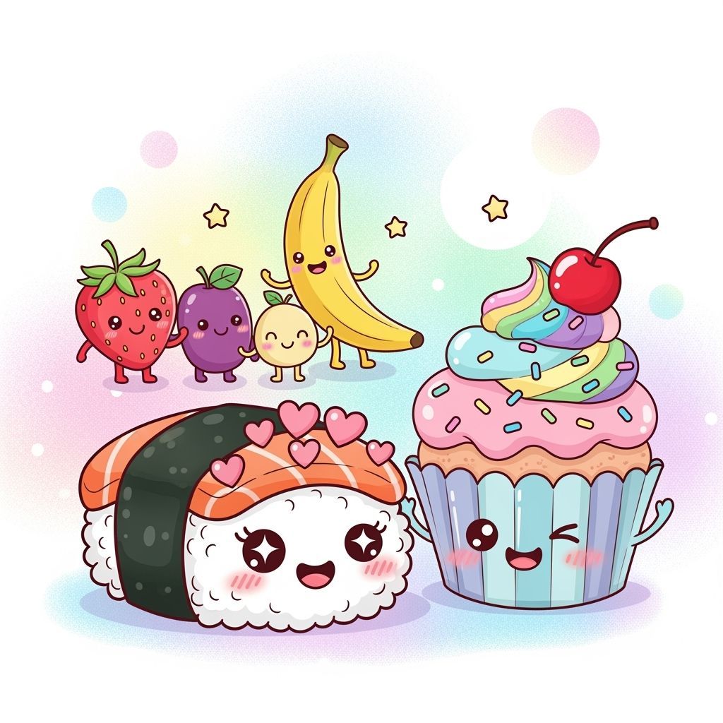 Cute Food Drawings Gallery - AI Art
