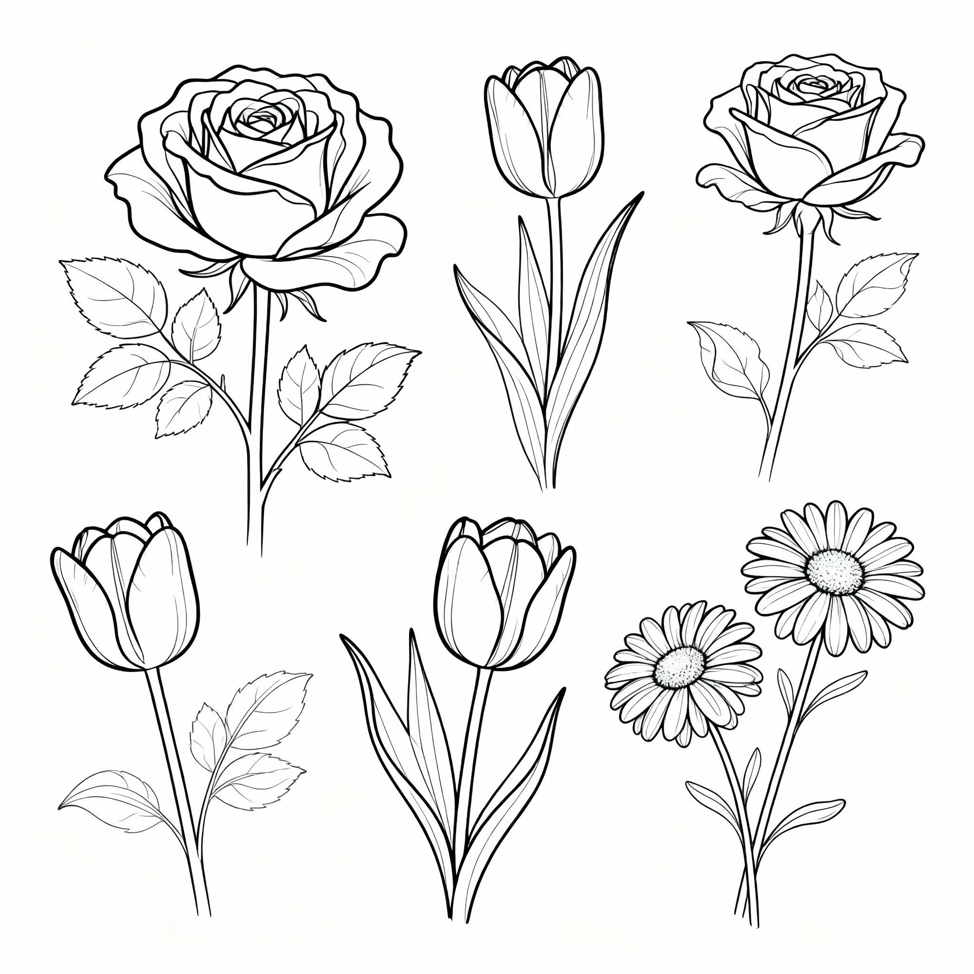 Easy Flower Drawings Gallery - AI Art