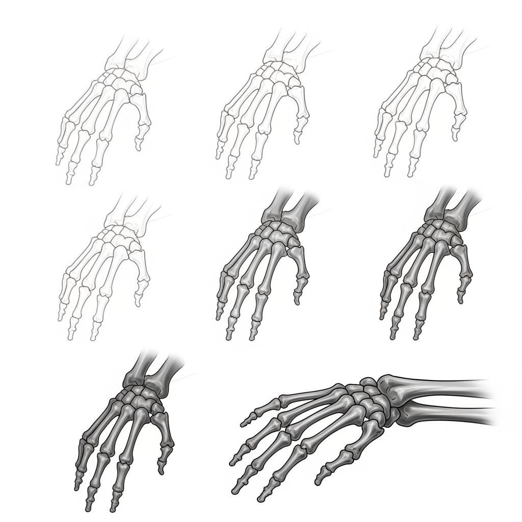 Detailed Skeleton Hand Drawing Tutorials