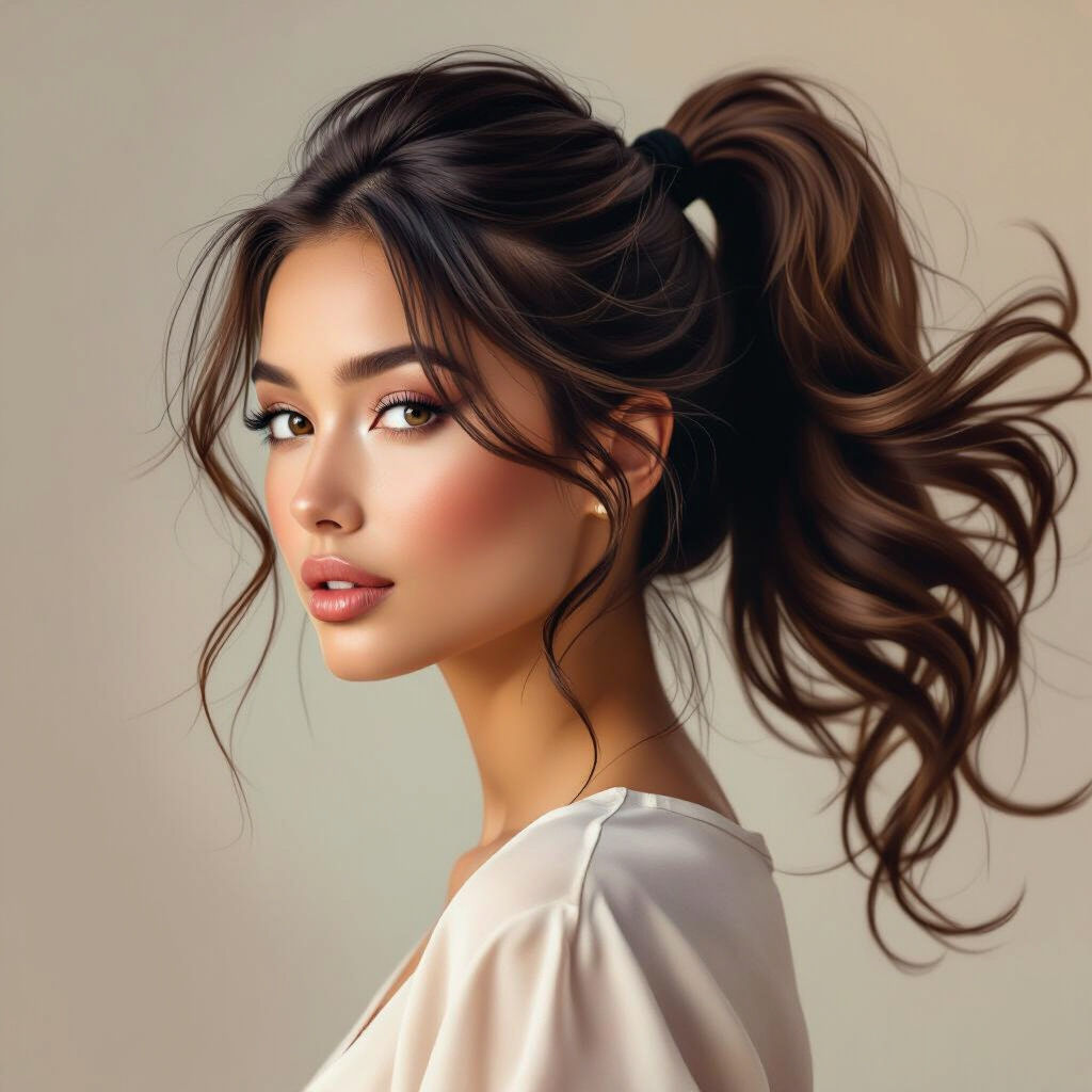 Ponytail Drawing - AI Art Gallery