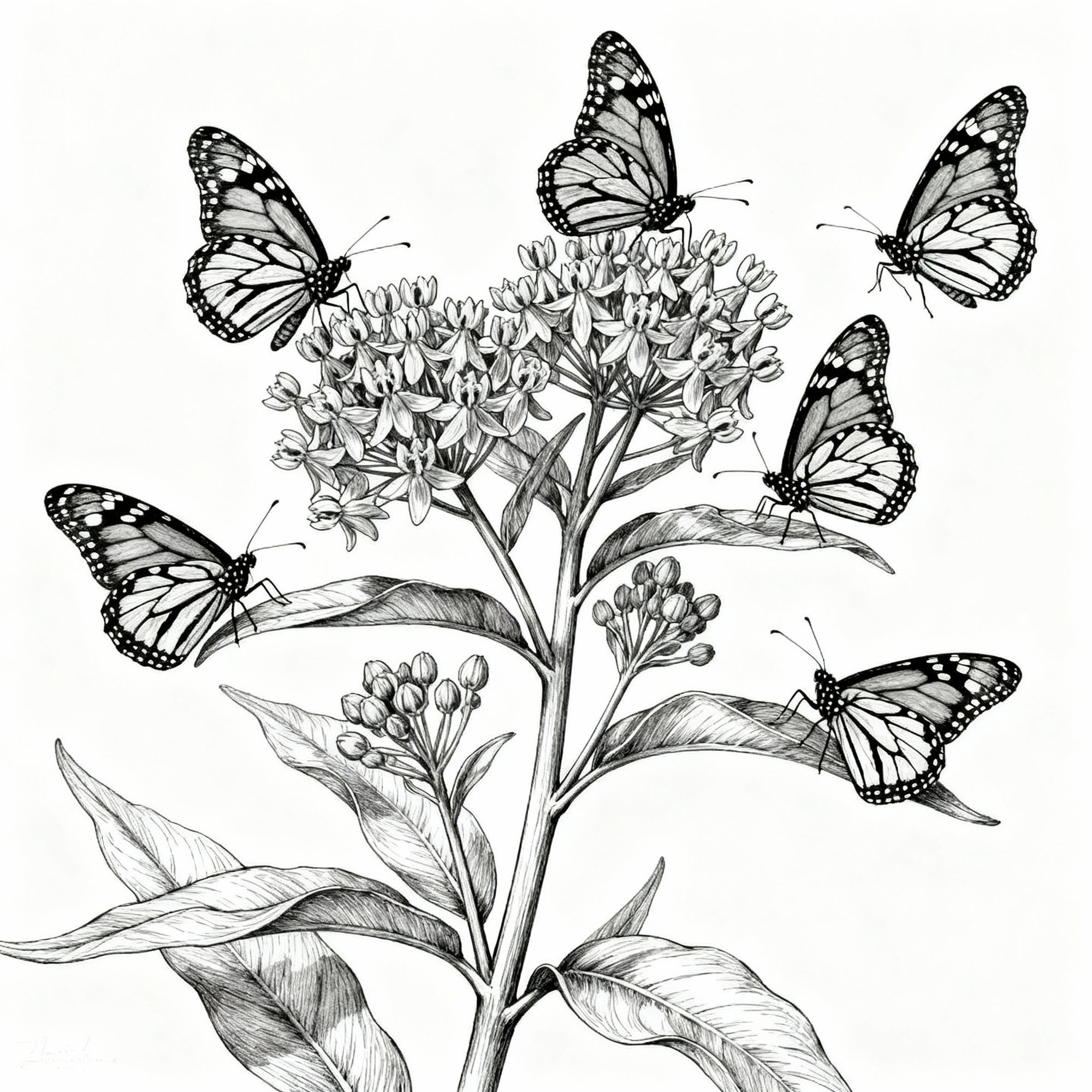 Milkweed Drawings - AI Art Gallery | Nightcafe