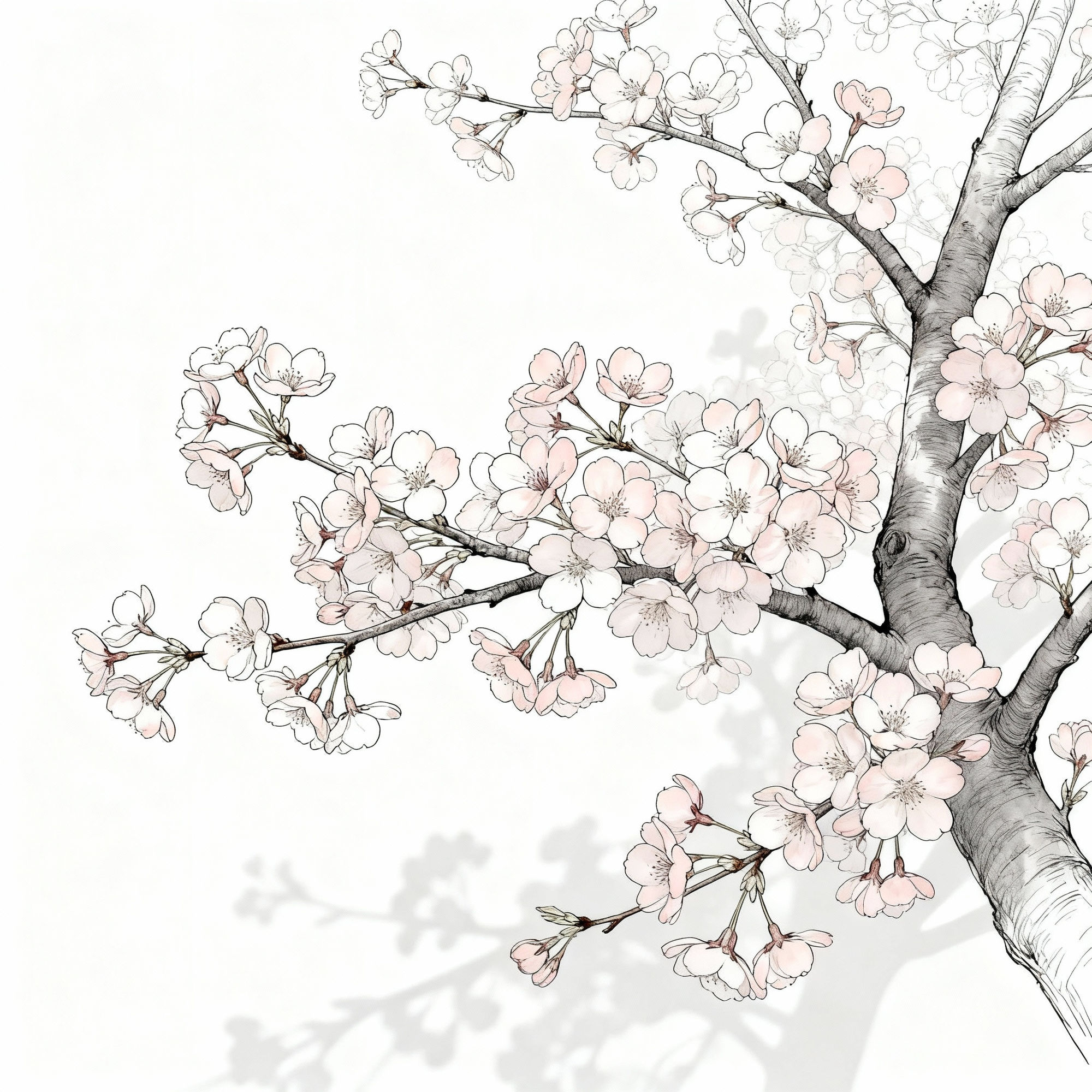 Outline Cherry Blossom Tree Drawing - Create Your Own AI Art