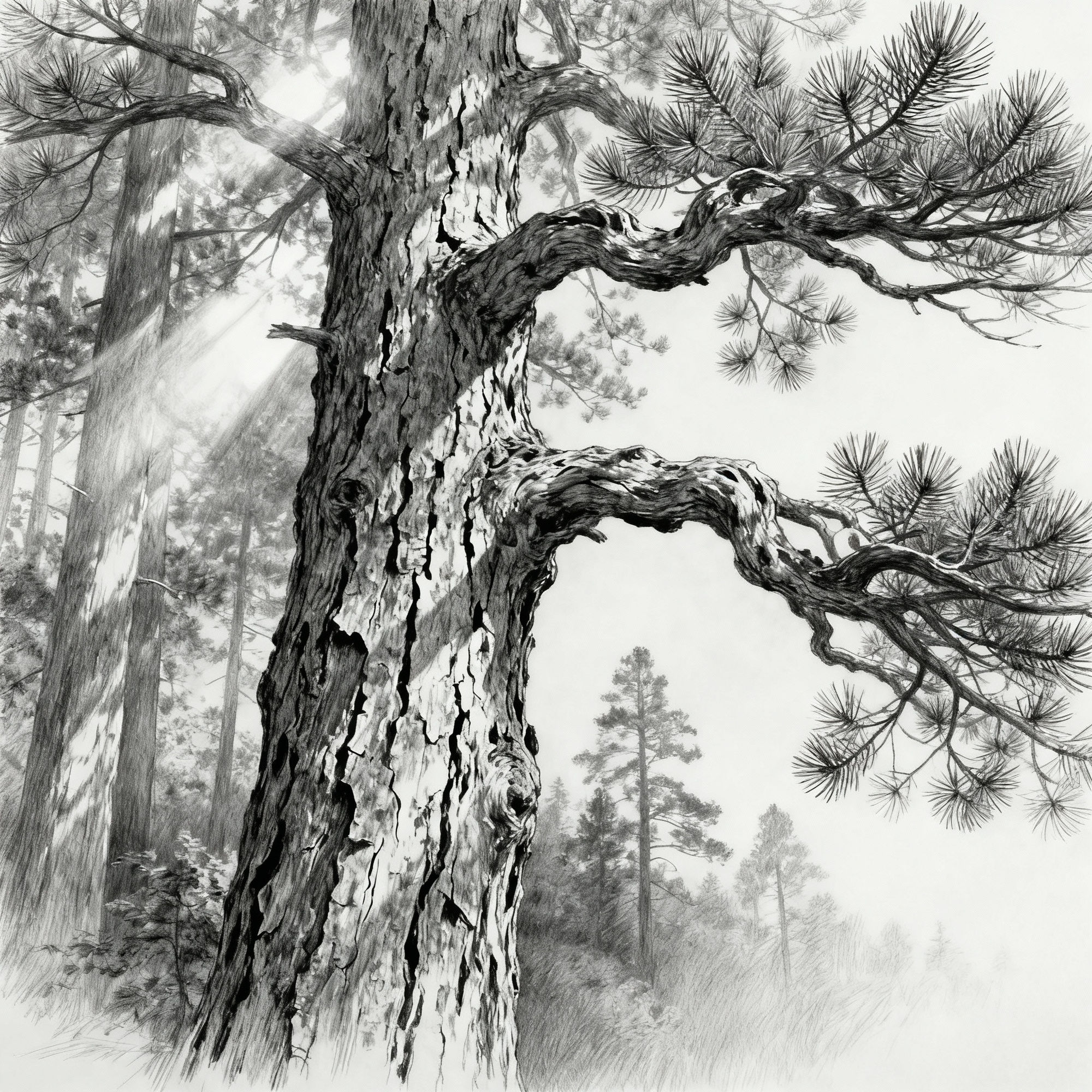 Pine Tree Sketch Art - Create Your Own AI Designs