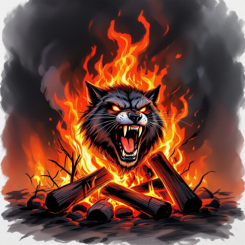 Fire Sketch Art - AI Generated