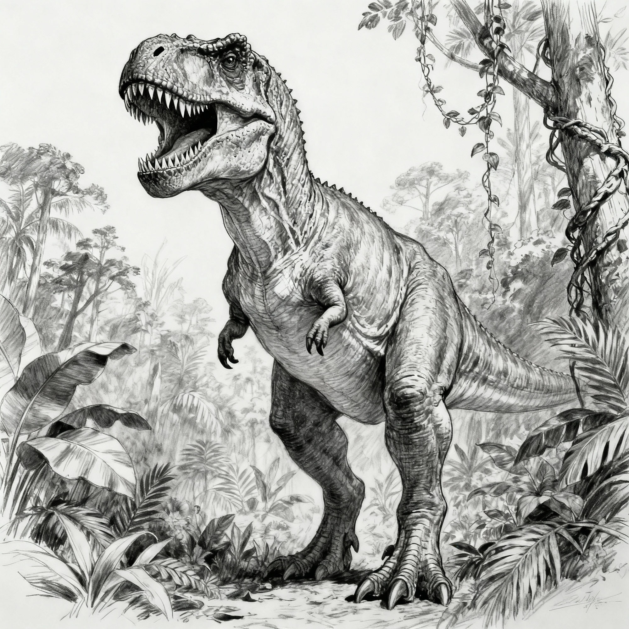 T-rex Dinosaur Drawings - AI Art Gallery