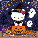 Cute Hello Kitty Halloween Wallpaper - AI Generated Art