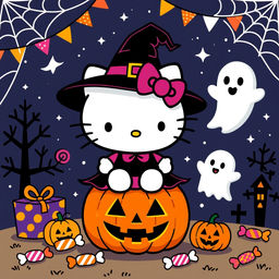 Cute Hello Kitty Halloween Wallpaper - AI Generated Art