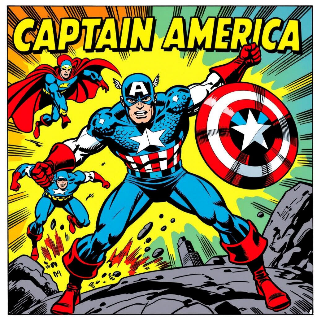 Captain America Comic Art - AI Generated
