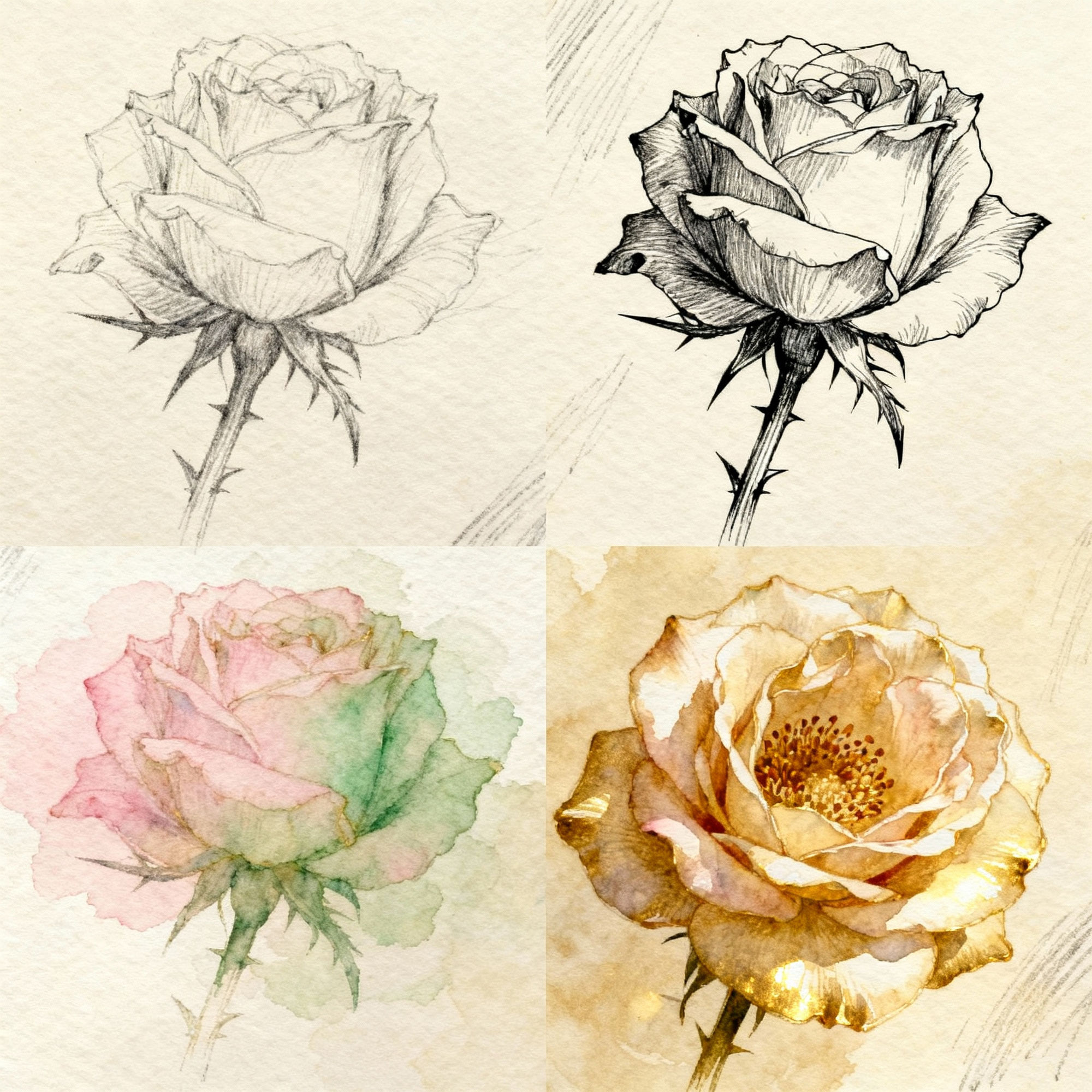 Rose Drawing Step By Step - AI Tutorials