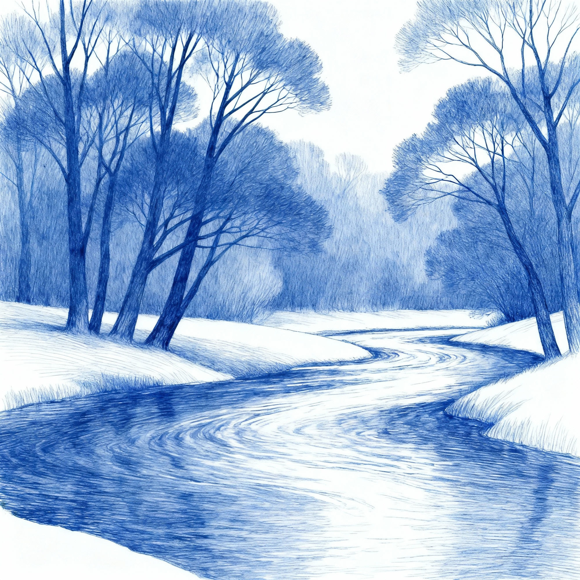 Blue Drawings - AI Art Gallery