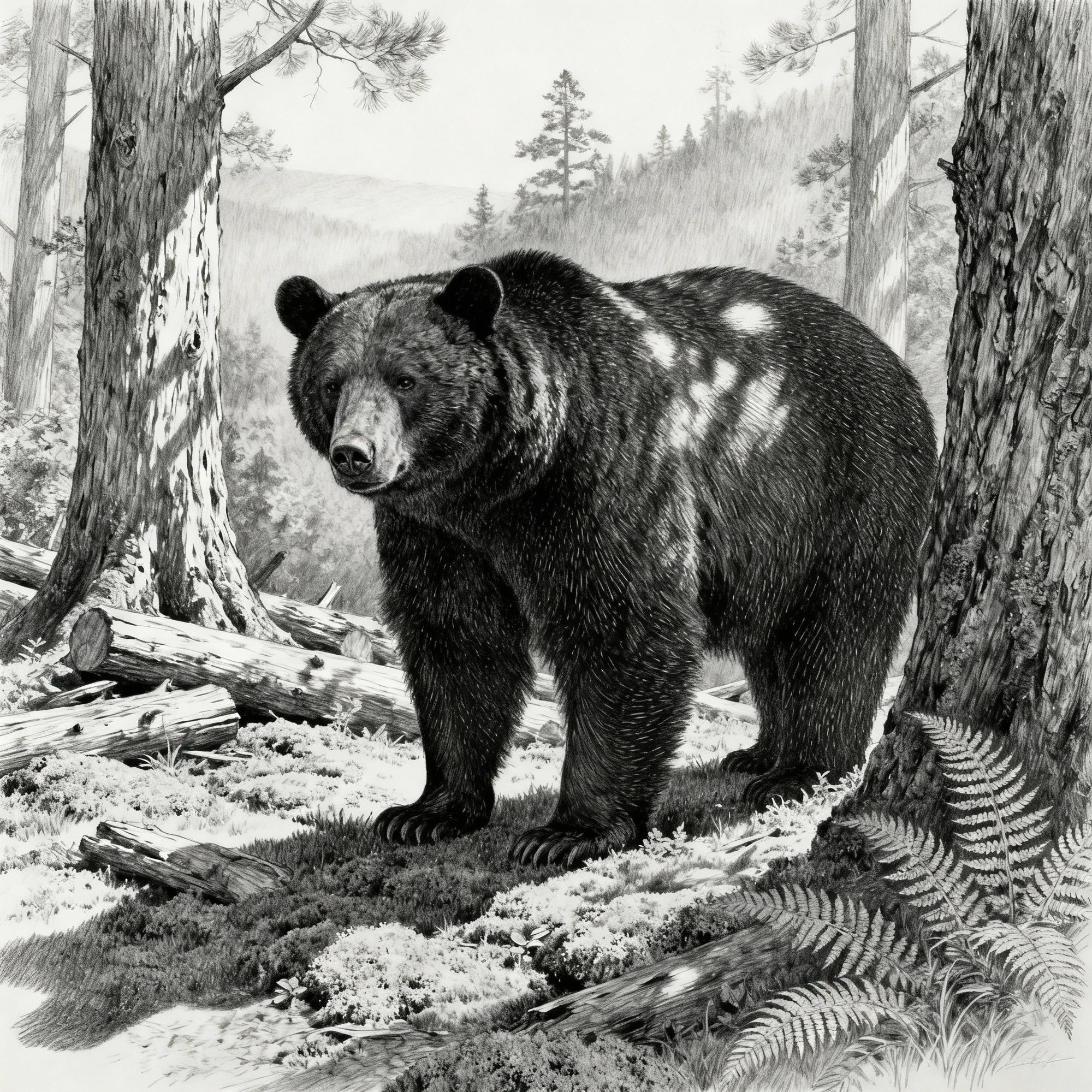 Black Bear Drawings - AI Art Gallery