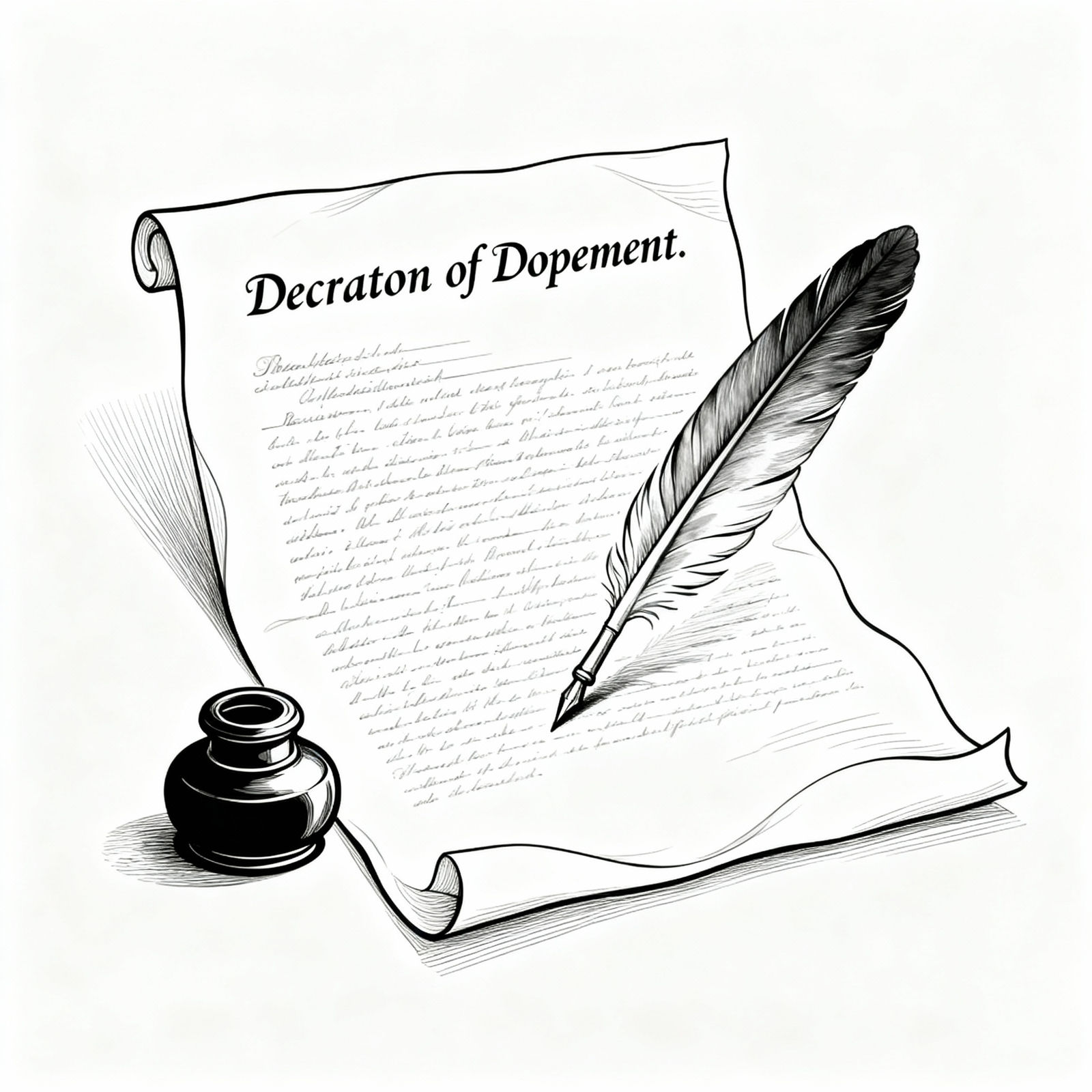 Easy Declaration Of Independence Drawing - AI Generated Art