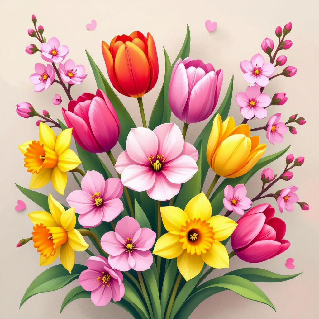 Spring Flowers Clip Art - AI Generated & Downloadable