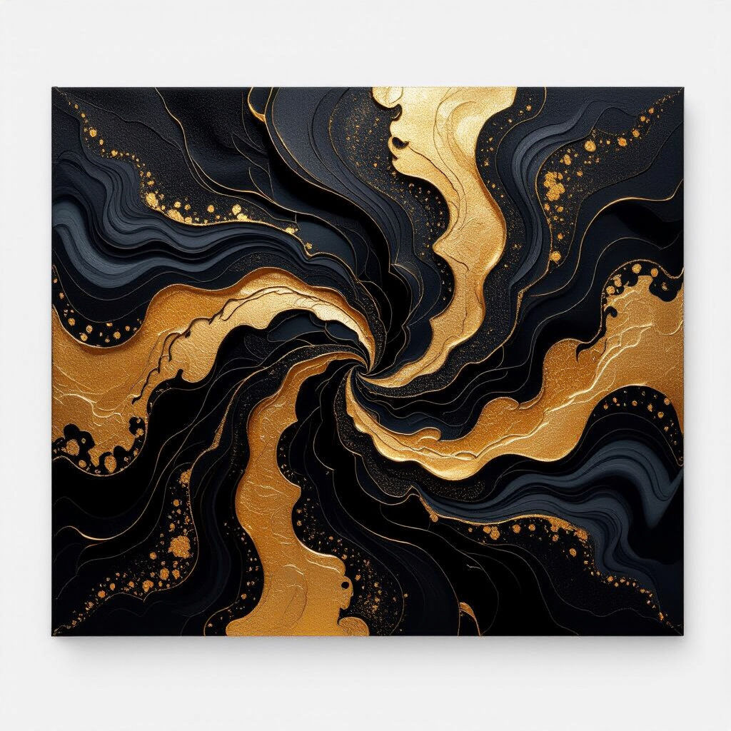 Black And Gold Abstract Wall Art - Create Yours