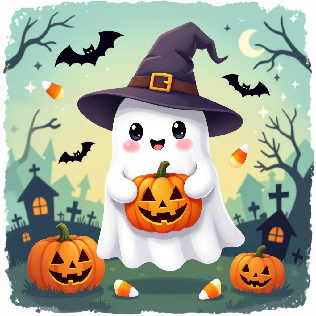 Spooky Cute Halloween Wallpaper - AI Generated