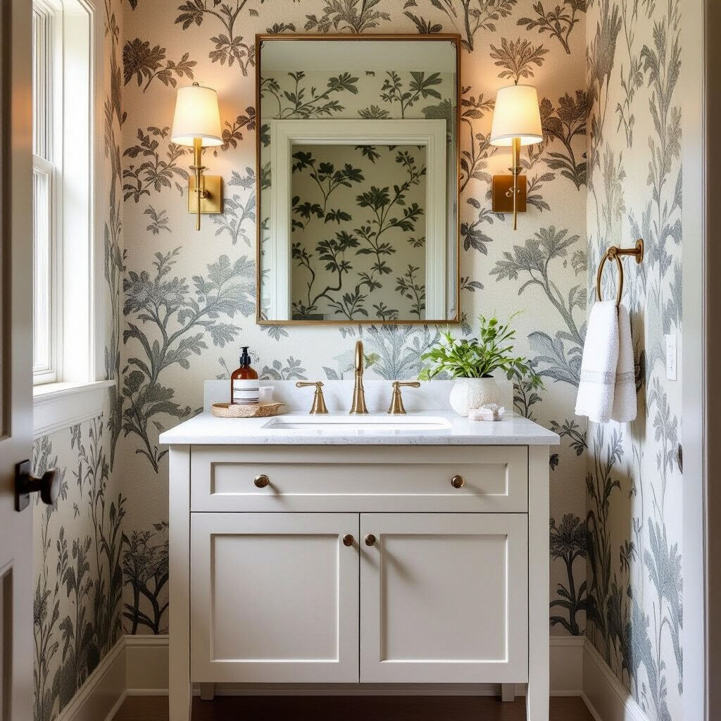 Half Bathroom Wallpaper Ideas - AI Generated Designs