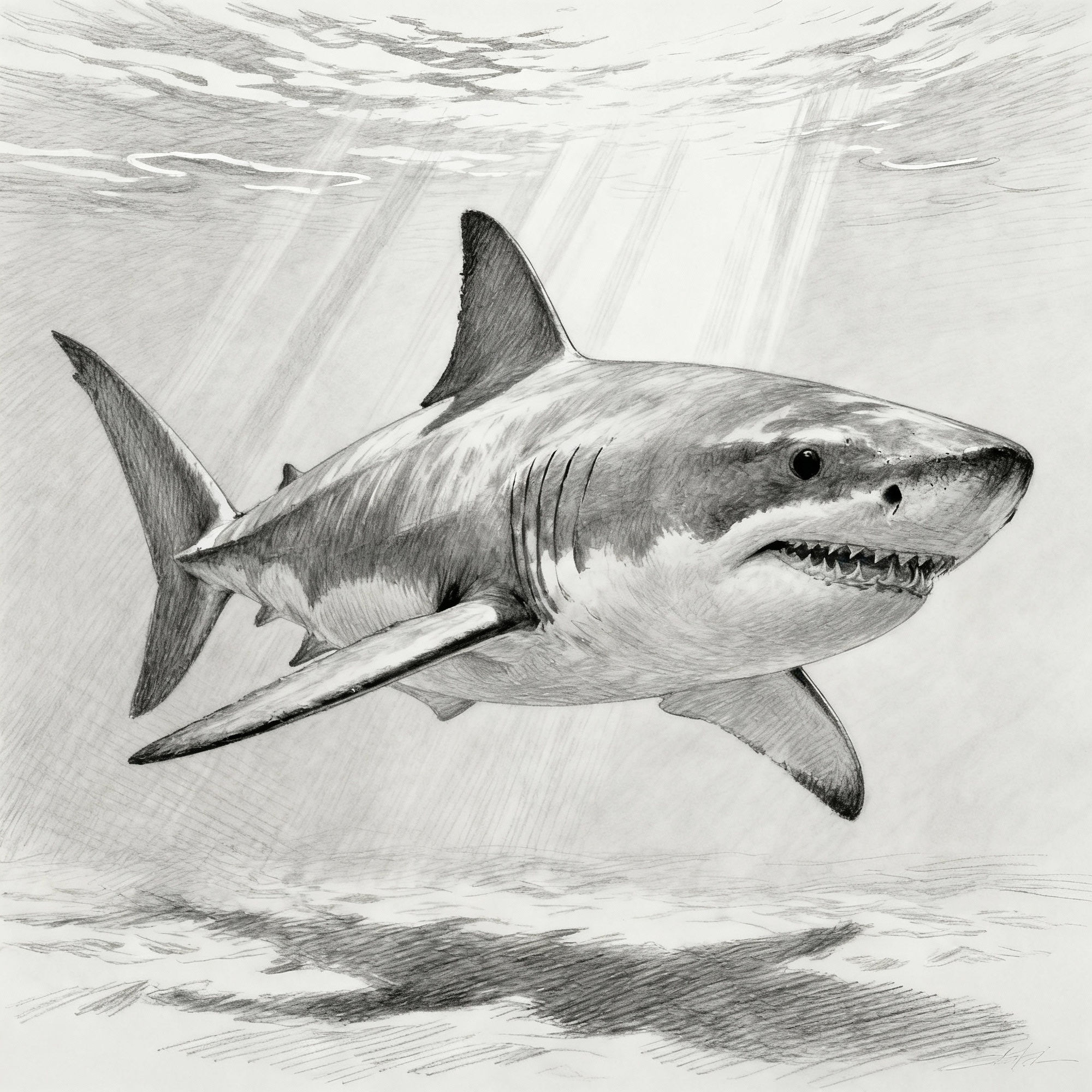Shark Sketch Art - AI Generated