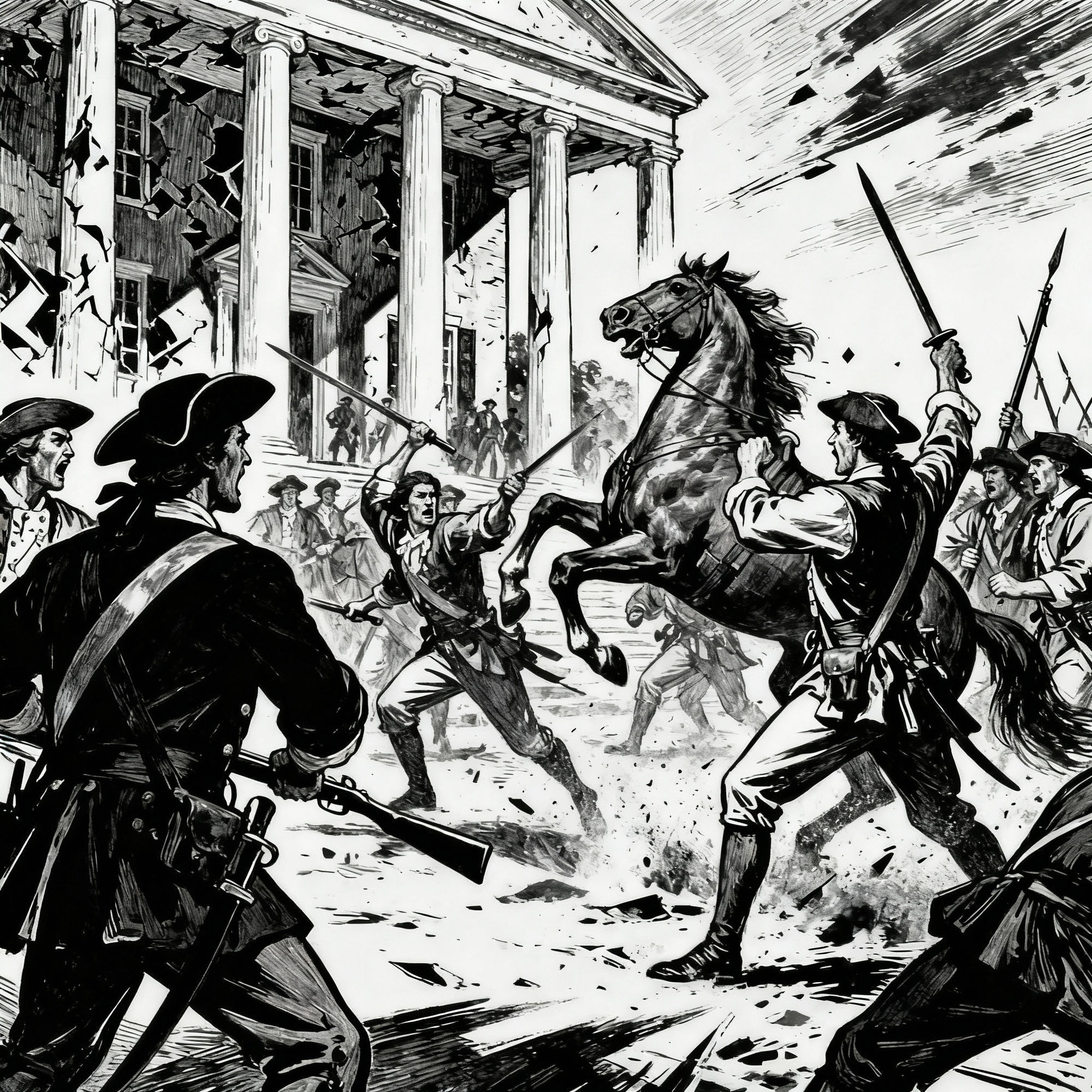 Shays Rebellion Drawings - AI Generated Historical Art