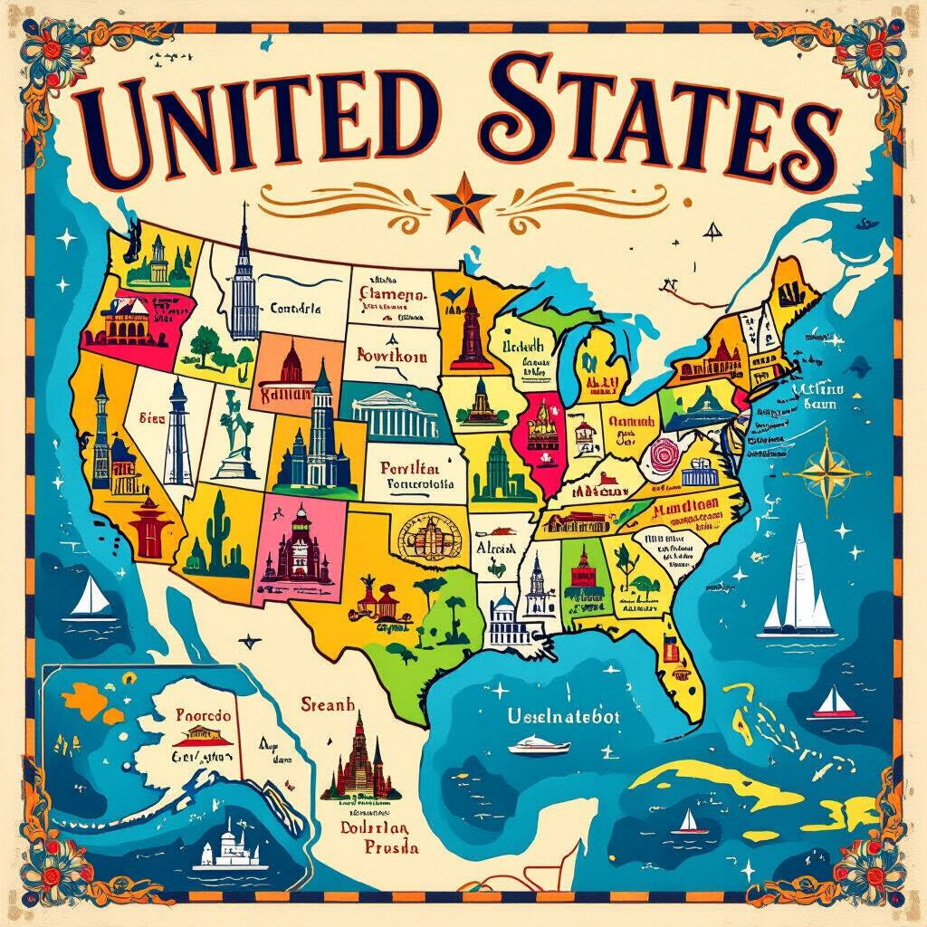 United States Map Pictures - AI Generated Usa Maps