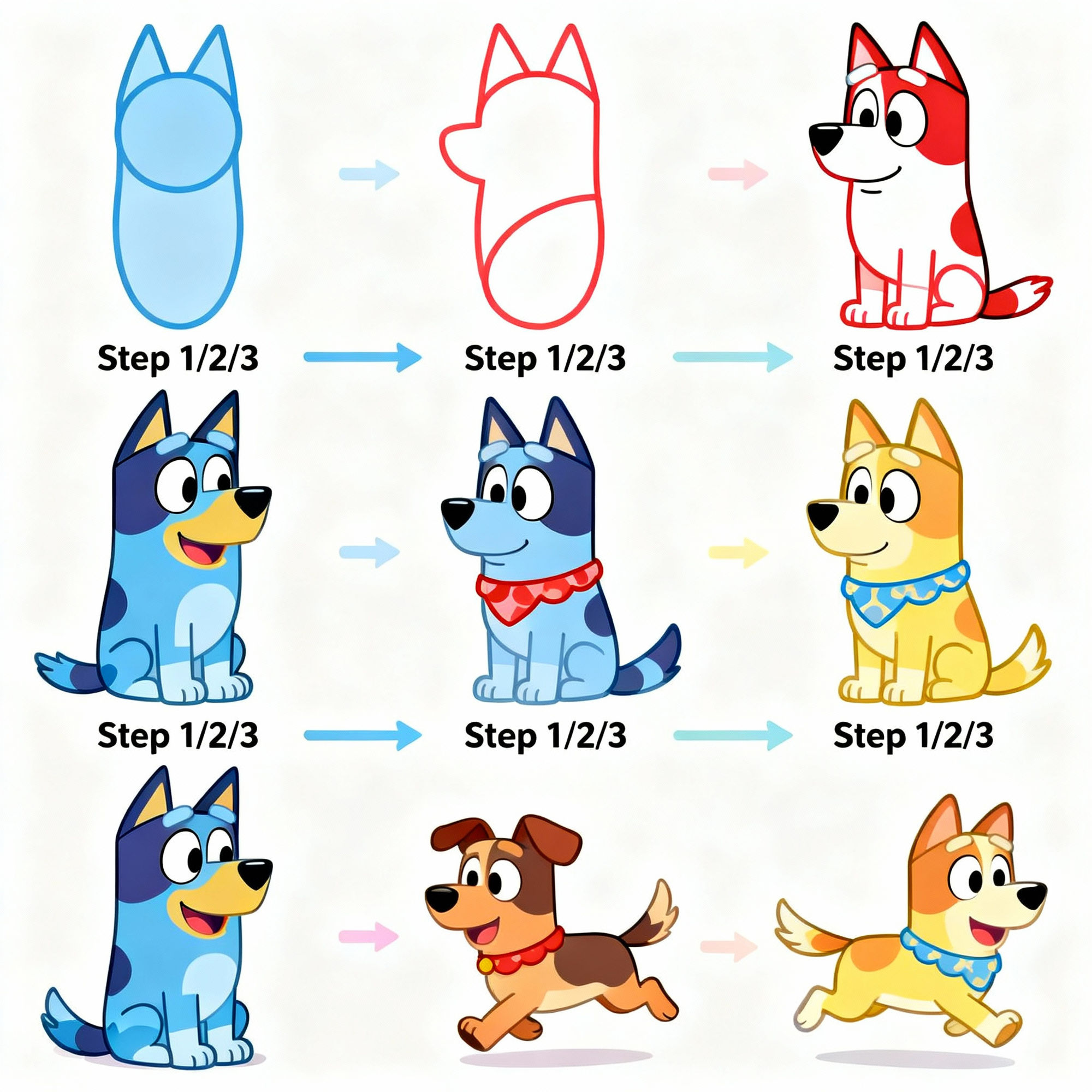 Bluey Easy Drawing - Simple Tutorials And Ideas