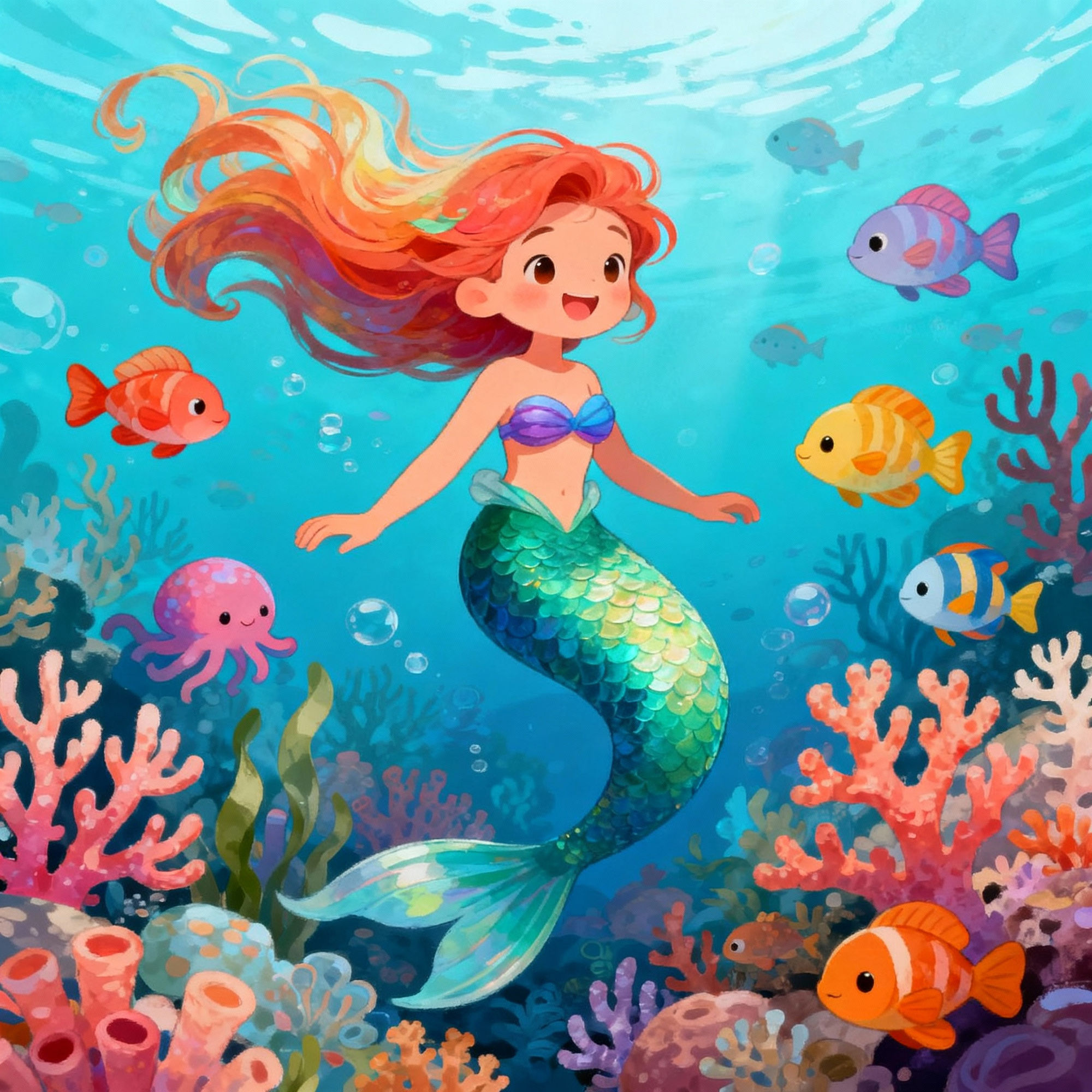 Mermaid Cartoon Drawings - AI Generated Art