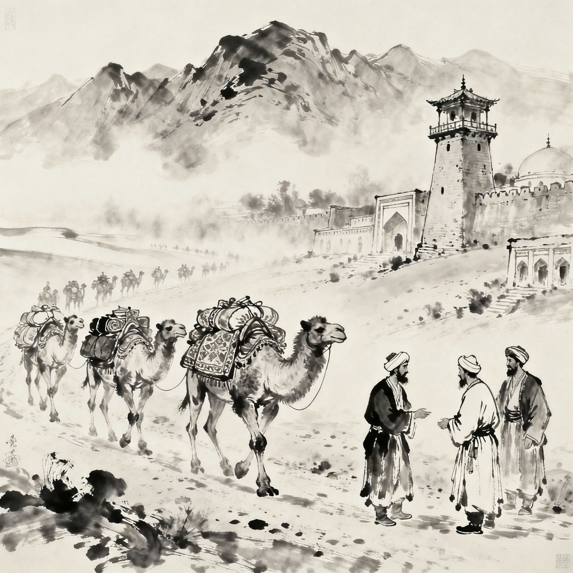 Silk Road Drawings - AI Generated Art