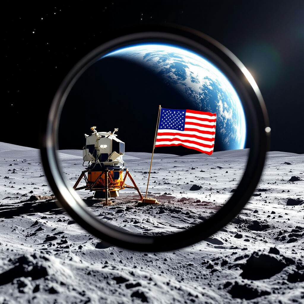 Picture Of Flag On Moon From Telescope - See AI Art