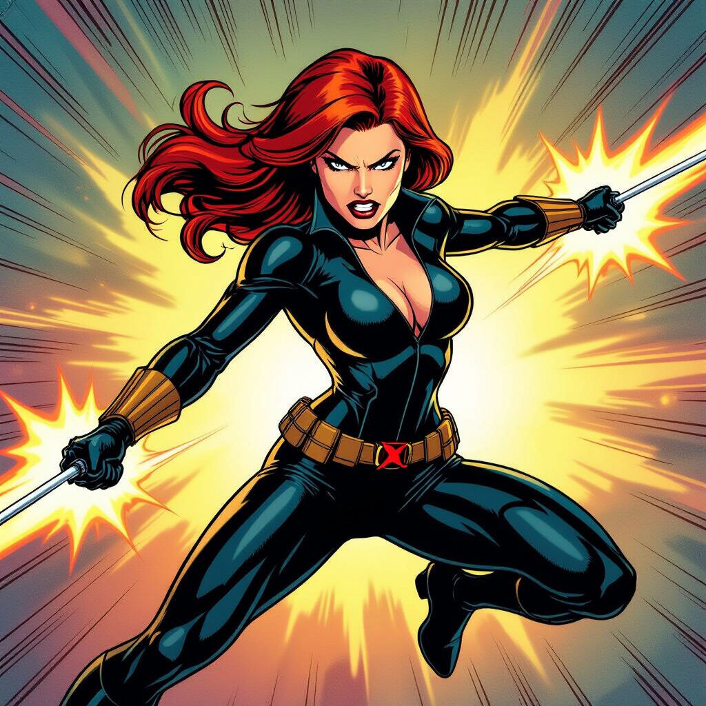 Black Widow Comic Art - AI Generated