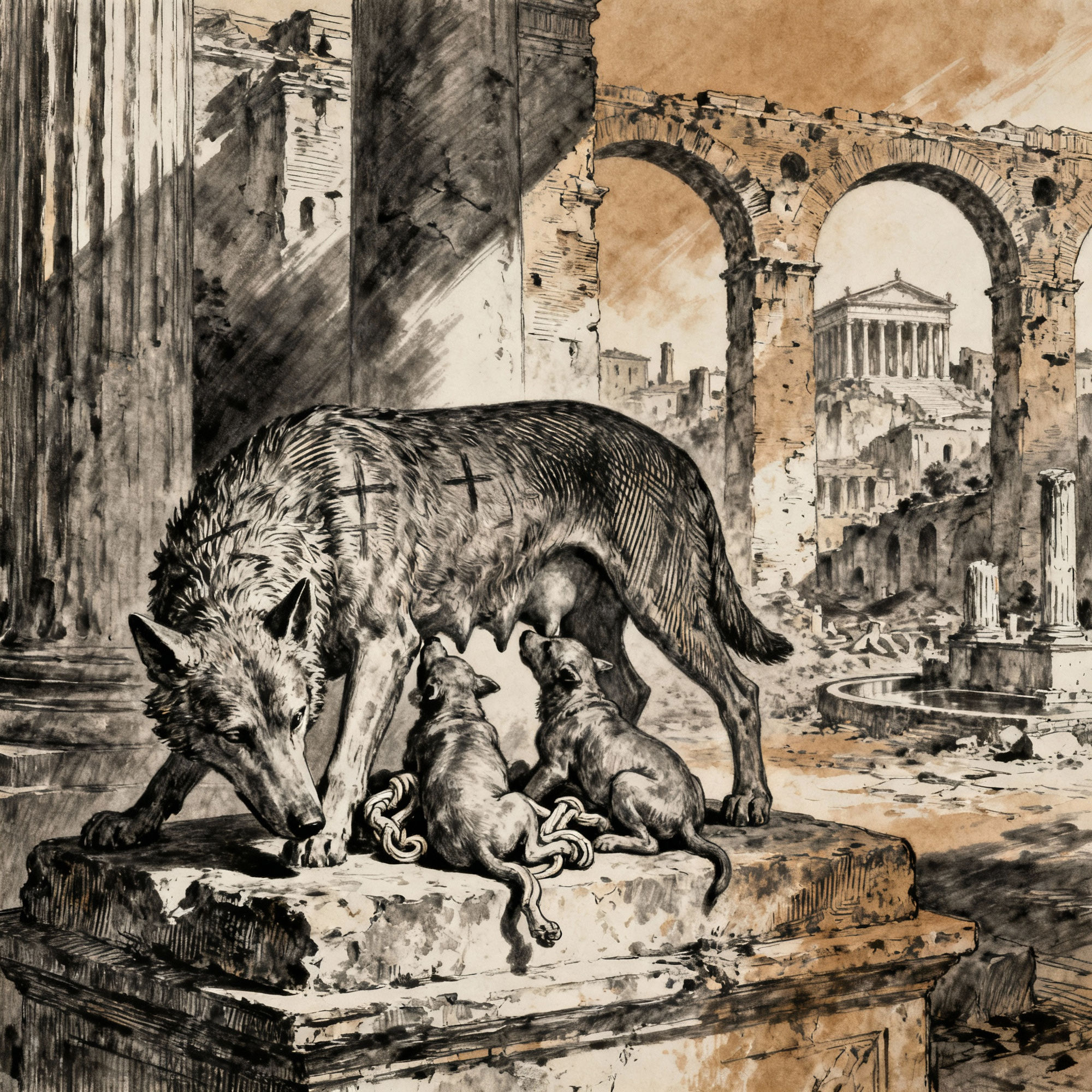 Romulus And Remus Art - AI Generated Drawings