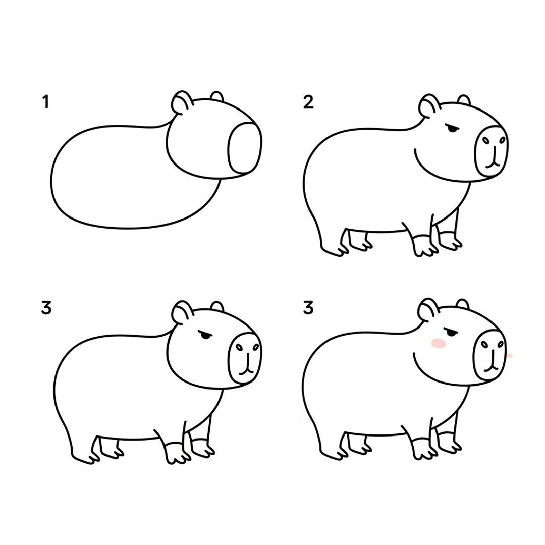 Cute Capybara Drawing Tutorials And Sketches