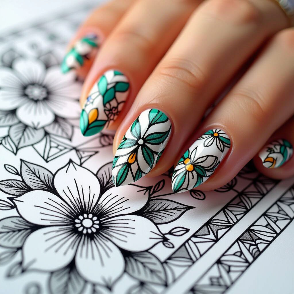 AI-generated Nail Art Coloring Pages & Designs