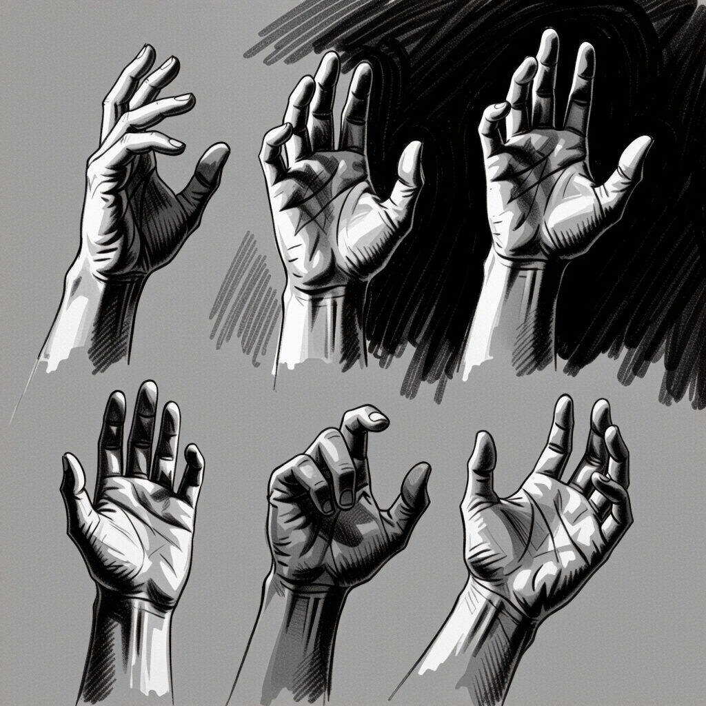 Hand Poses Drawing - AI Art Inspiration | Nightcafe