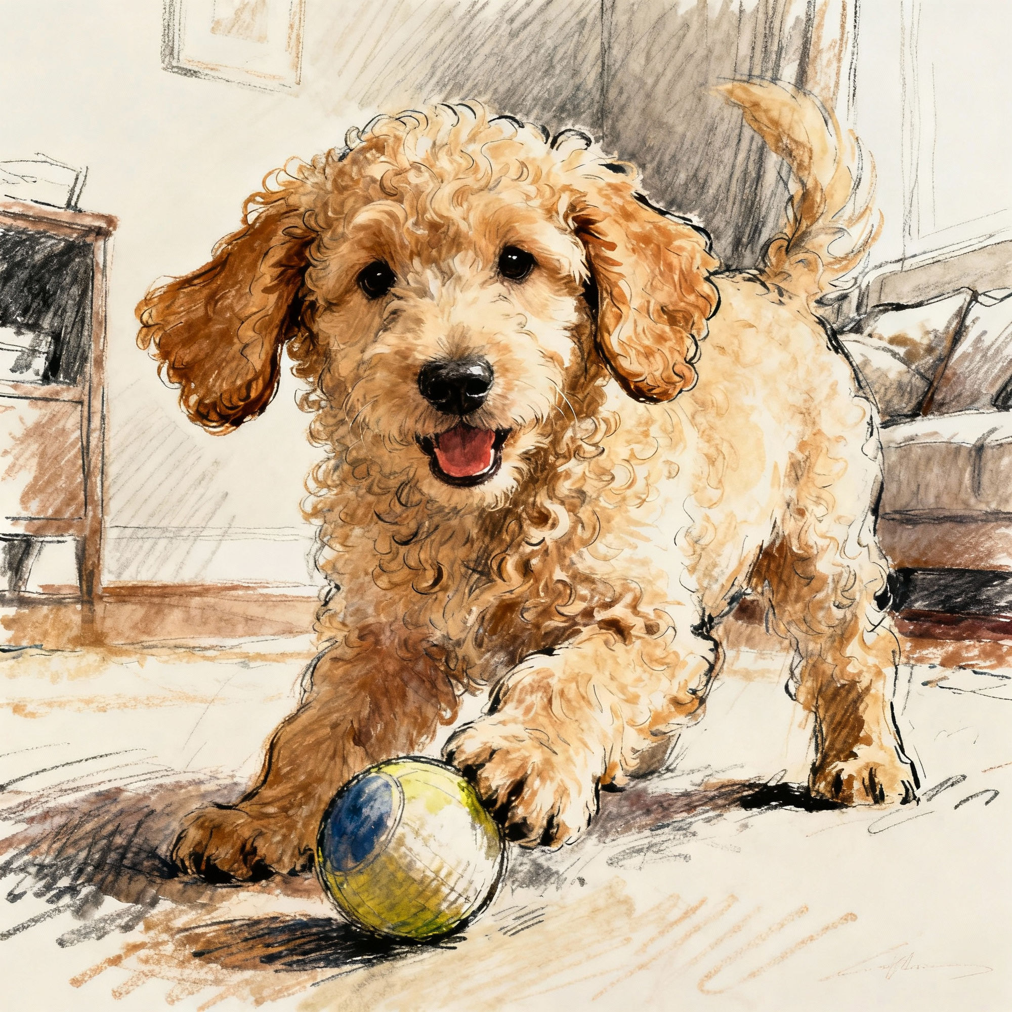 Goldendoodle Drawings - AI Art Gallery | Nightcafe