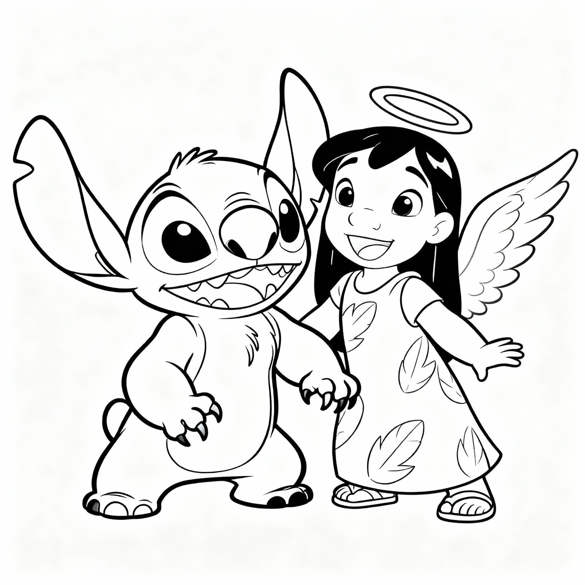 Stitch And Angel Drawing Outlines - AI Art Gallery