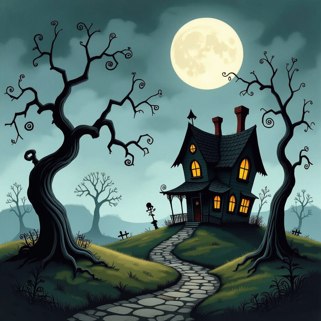 Tim Burton Style Art - AI Generated Gallery