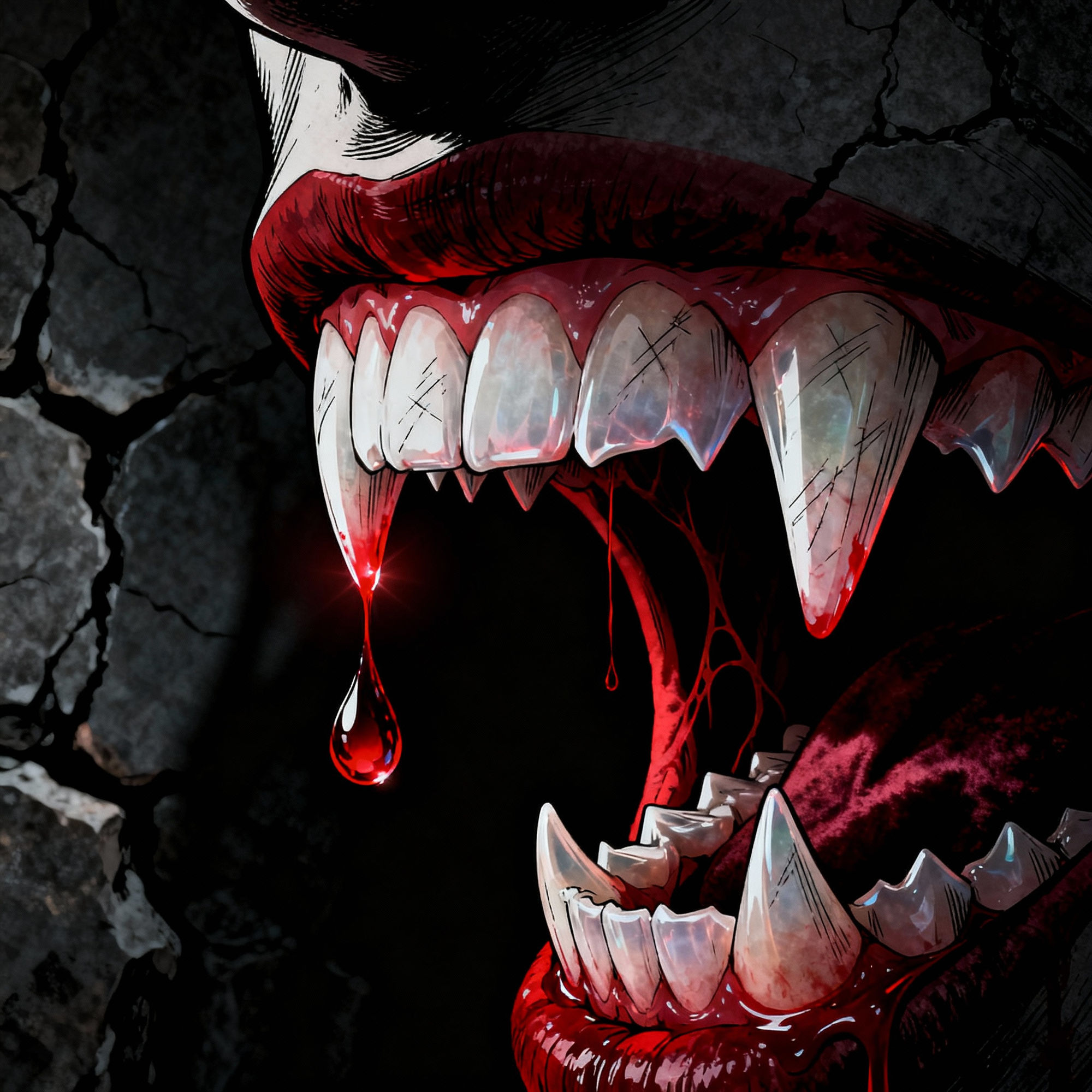 Vampire Teeth Drawing - AI Art Gallery