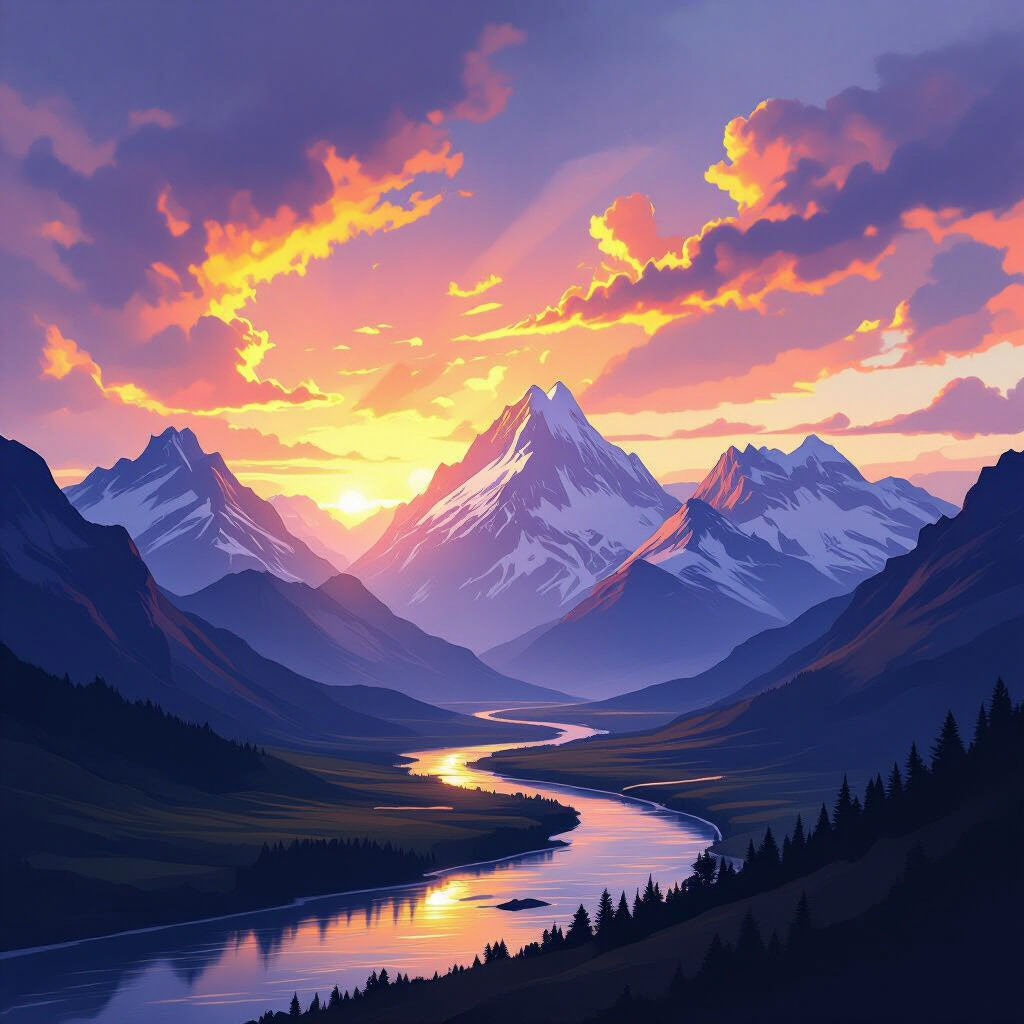 Mountain Scene Art - AI Generated Drawings & More