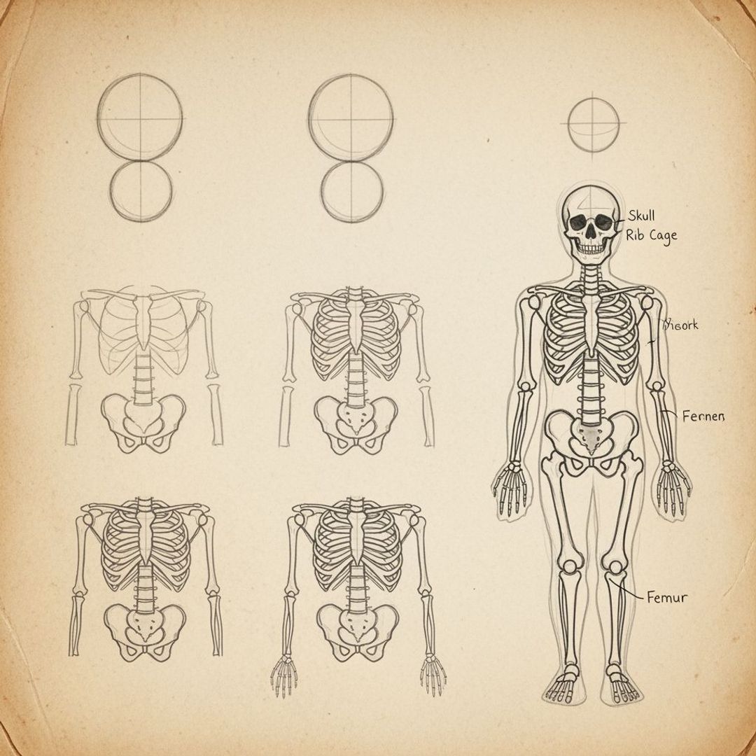 Detailed Skeleton Drawing Tutorials And Art